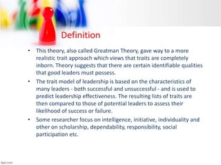 Trait Theory of Leadership | PPTX