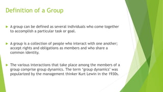 Organisation Behavior groups and teams | PPTX