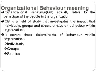 ORGANIZATIONAL BEHAVIOUR- BBA-NOTES-OSMANIA UNIVERSITY | PPT