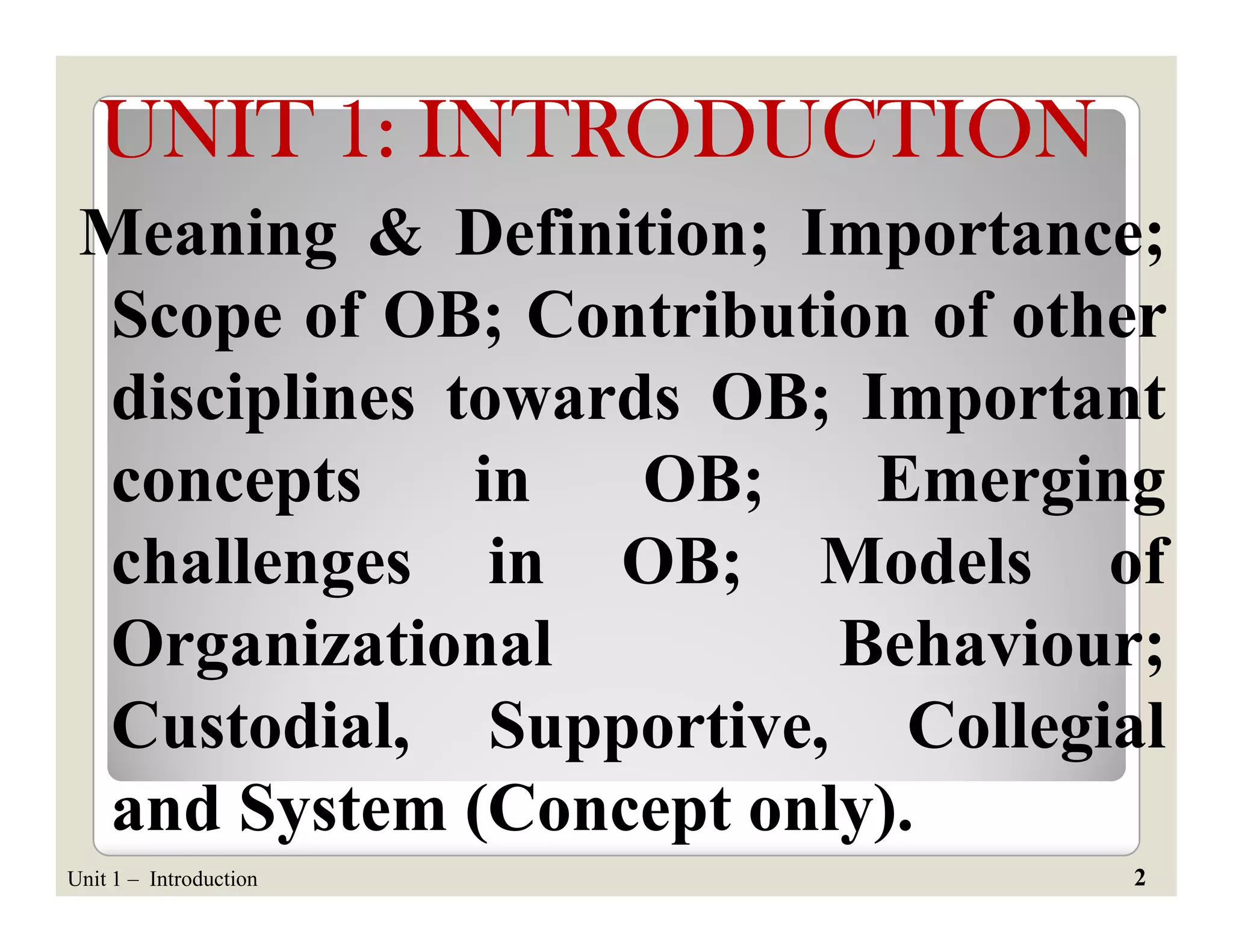 Organizational Behaviour - Introduction | PDF