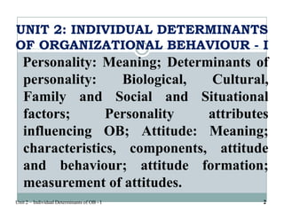 Organizational Behaviour - Individual Determinants of OB I | PDF