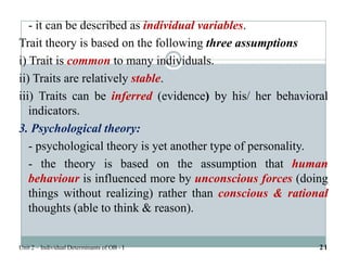 Organizational Behaviour - Individual Determinants of OB I | PDF