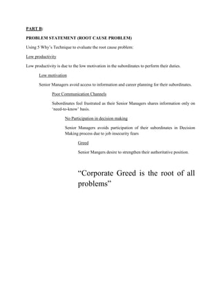 Organizational Case Study: Root Cause of All Organizational Problems | DOCX