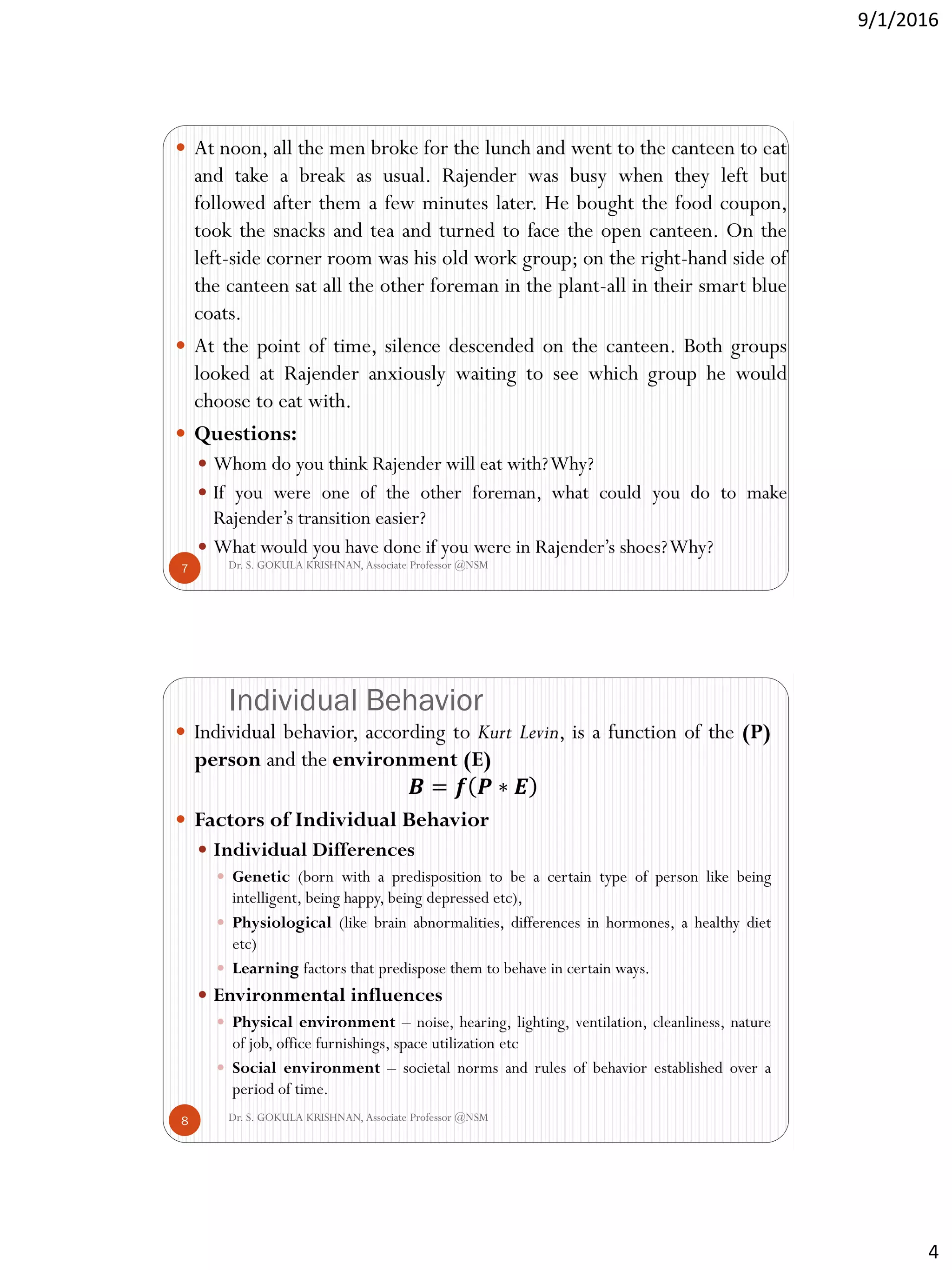 Ob1 unit 3 chapter - 7 - individual behavior | PDF