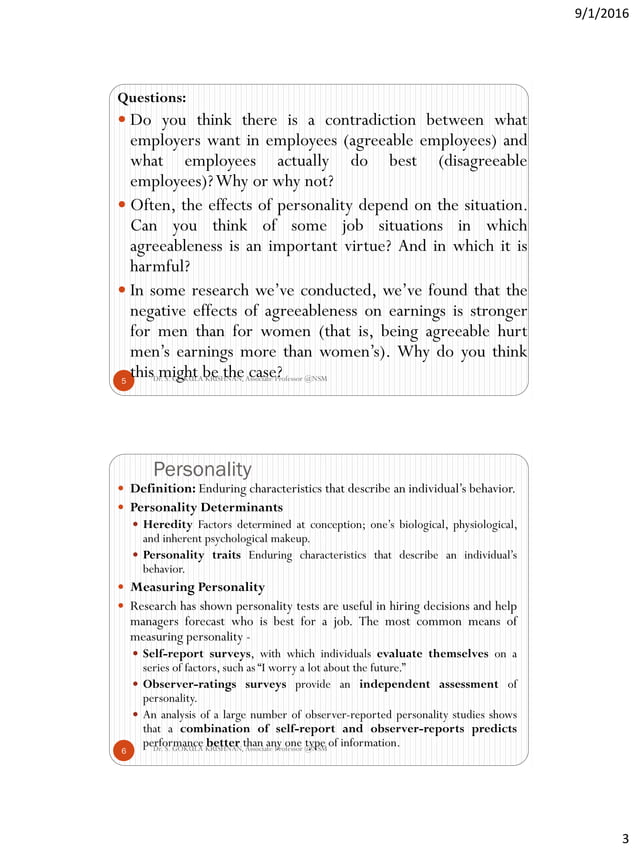 Ob1 unit 3 chapter - 8 - personality | PDF | Human Resources | Business