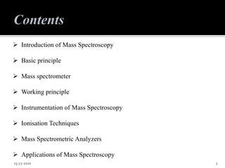 Mass spectroscopy & it's instrumentations | PPTX