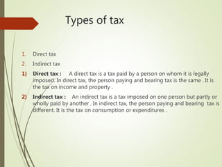 Presentation about Direct and Indirect tax | PPTX