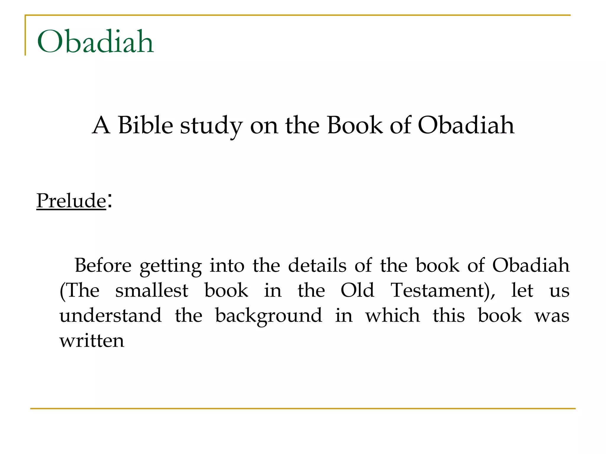 BOOK OF OBADIAH | PPT
