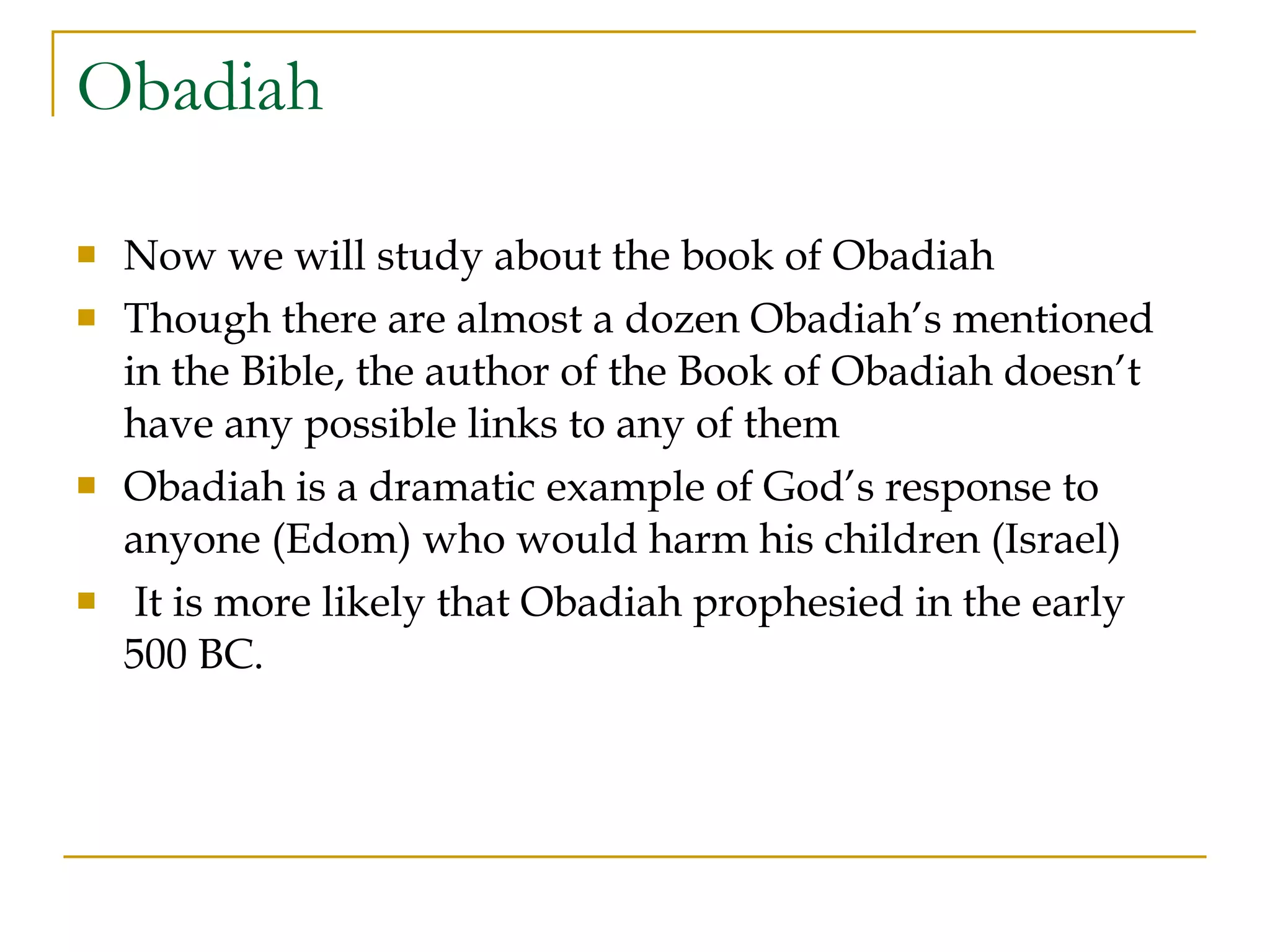 BOOK OF OBADIAH | PPT