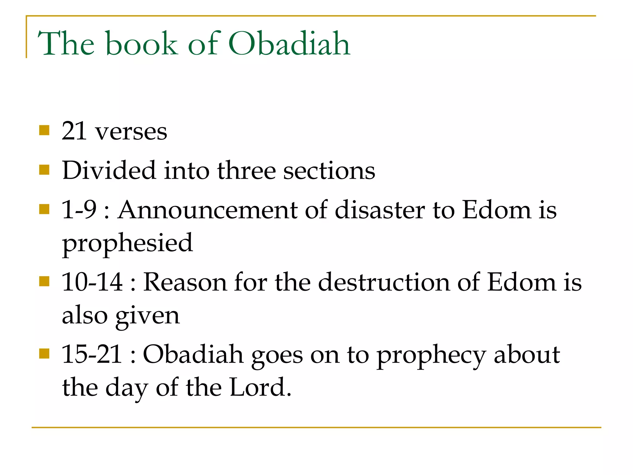 BOOK OF OBADIAH | PPT