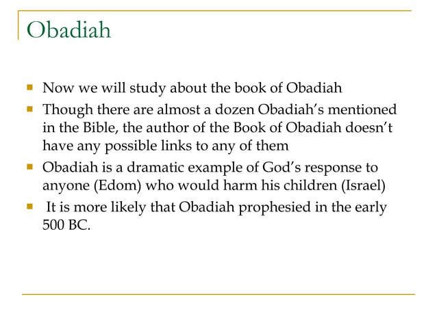BOOK OF OBADIAH | PPT