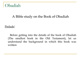 Bible Study On Obadiah