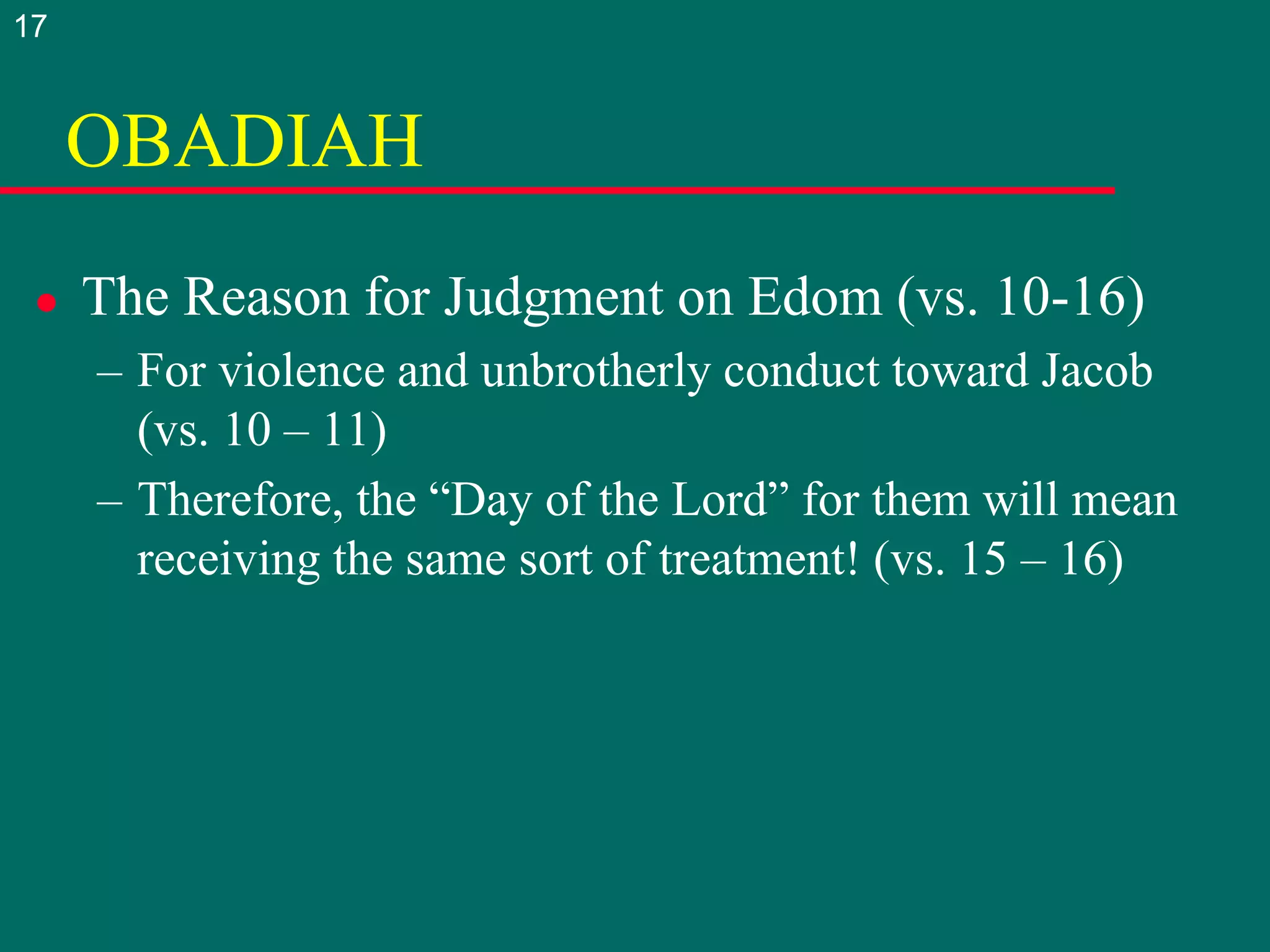Obadiah - The Judgement of Edom | PPTX