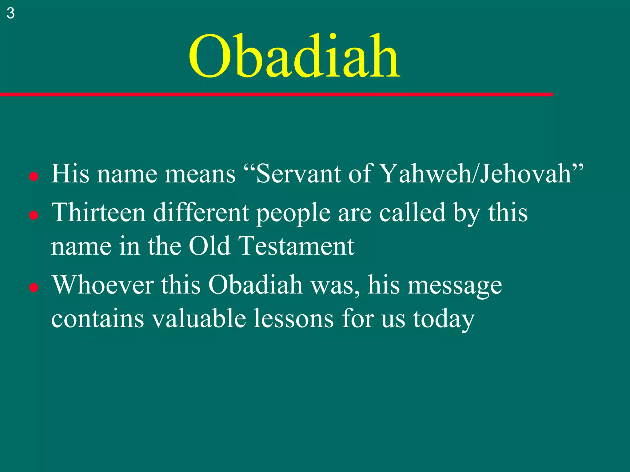Obadiah - The Judgement of Edom | PPTX