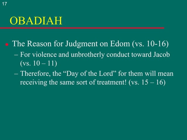 Obadiah - The Judgement of Edom | PPTX | Christianity | Religion & Spirituality