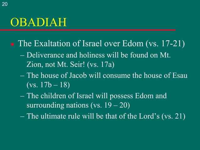 Obadiah - The Judgement of Edom | PPTX | Christianity | Religion & Spirituality