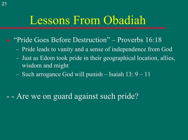 Obadiah - The Judgement of Edom | PPTX | Christianity | Religion ...