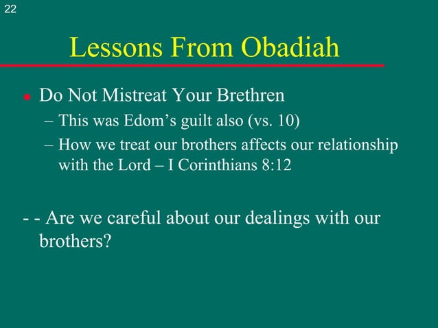 Obadiah - The Judgement of Edom | PPTX | Christianity | Religion & Spirituality