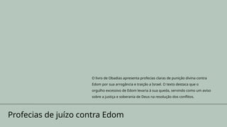 Obadias livro do profeta do Antigo Testamento | PPTX