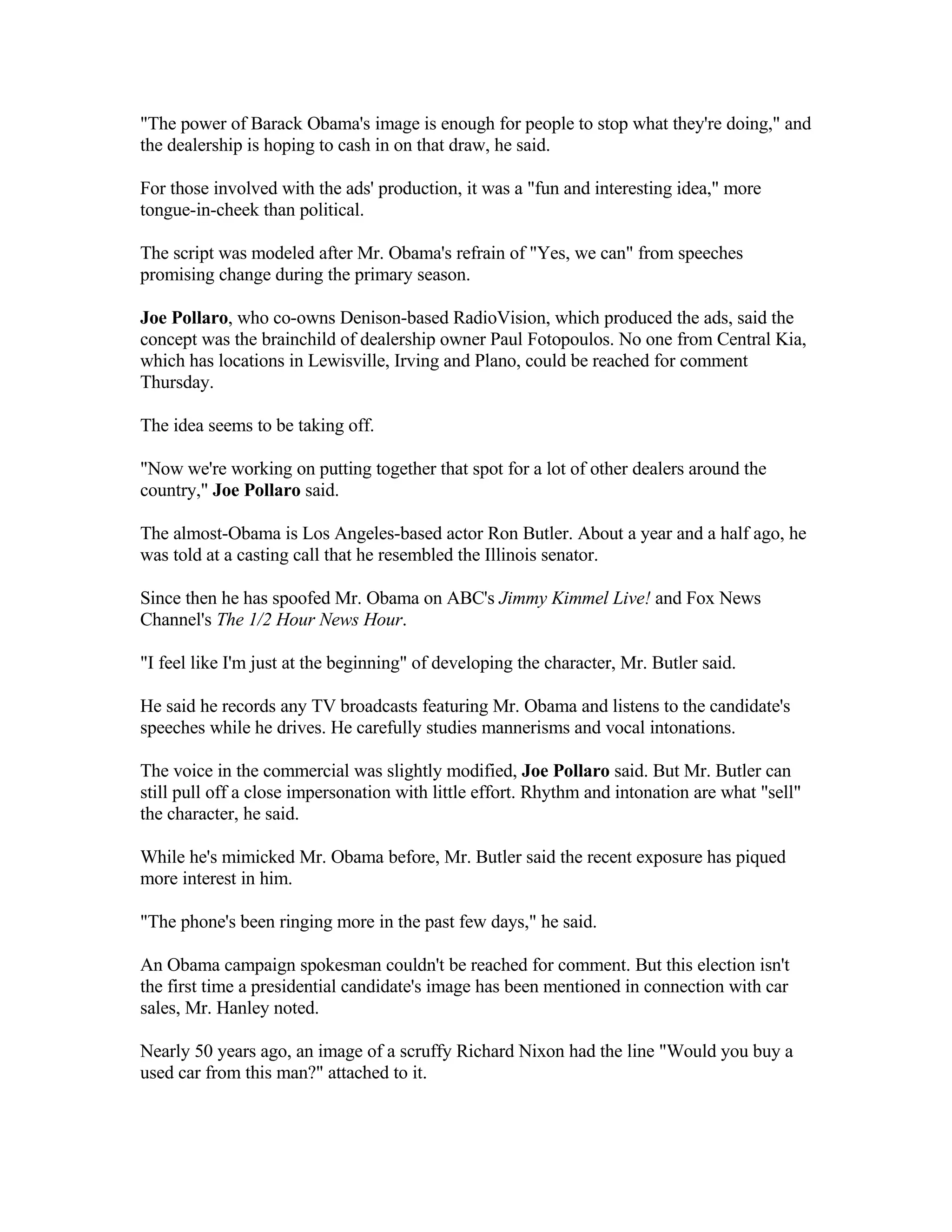 Joe Pollaro Obama look alike | DOC