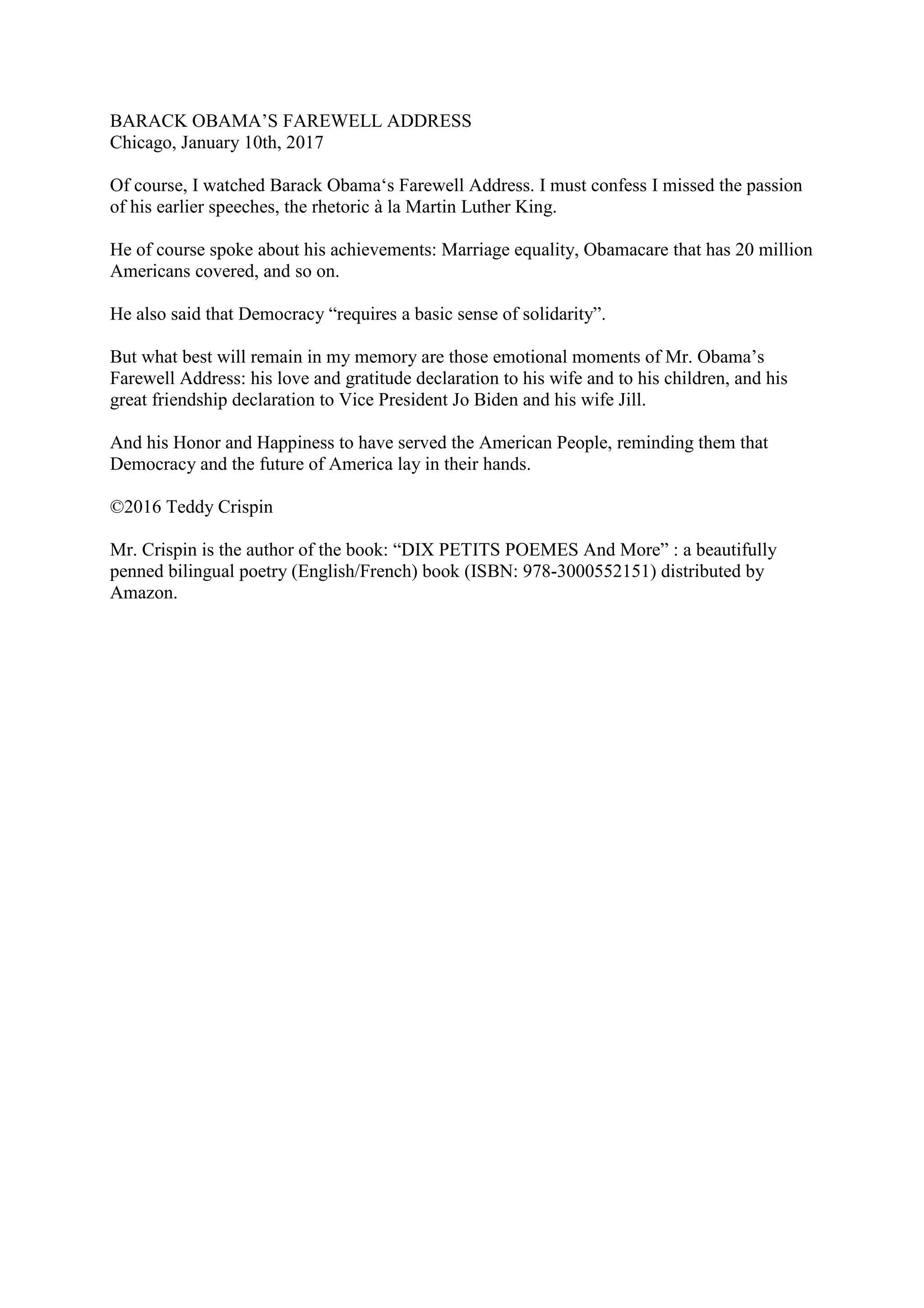 Barack Obama's Farewell Address | PDF