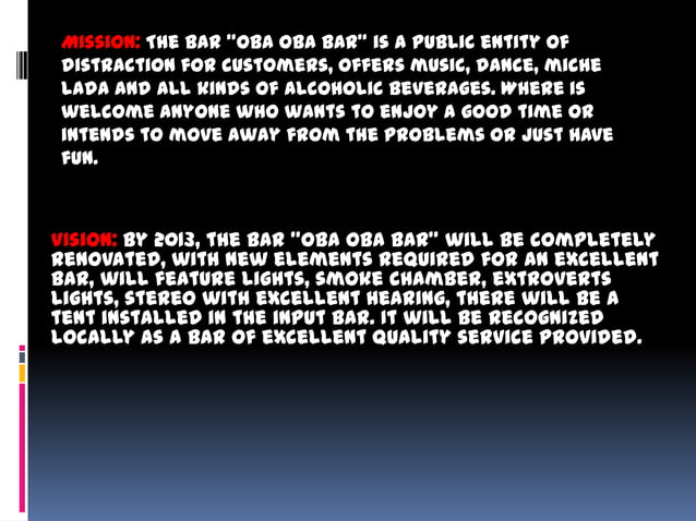 Oba oba bar diapositivas | PPTX | Food & Drink