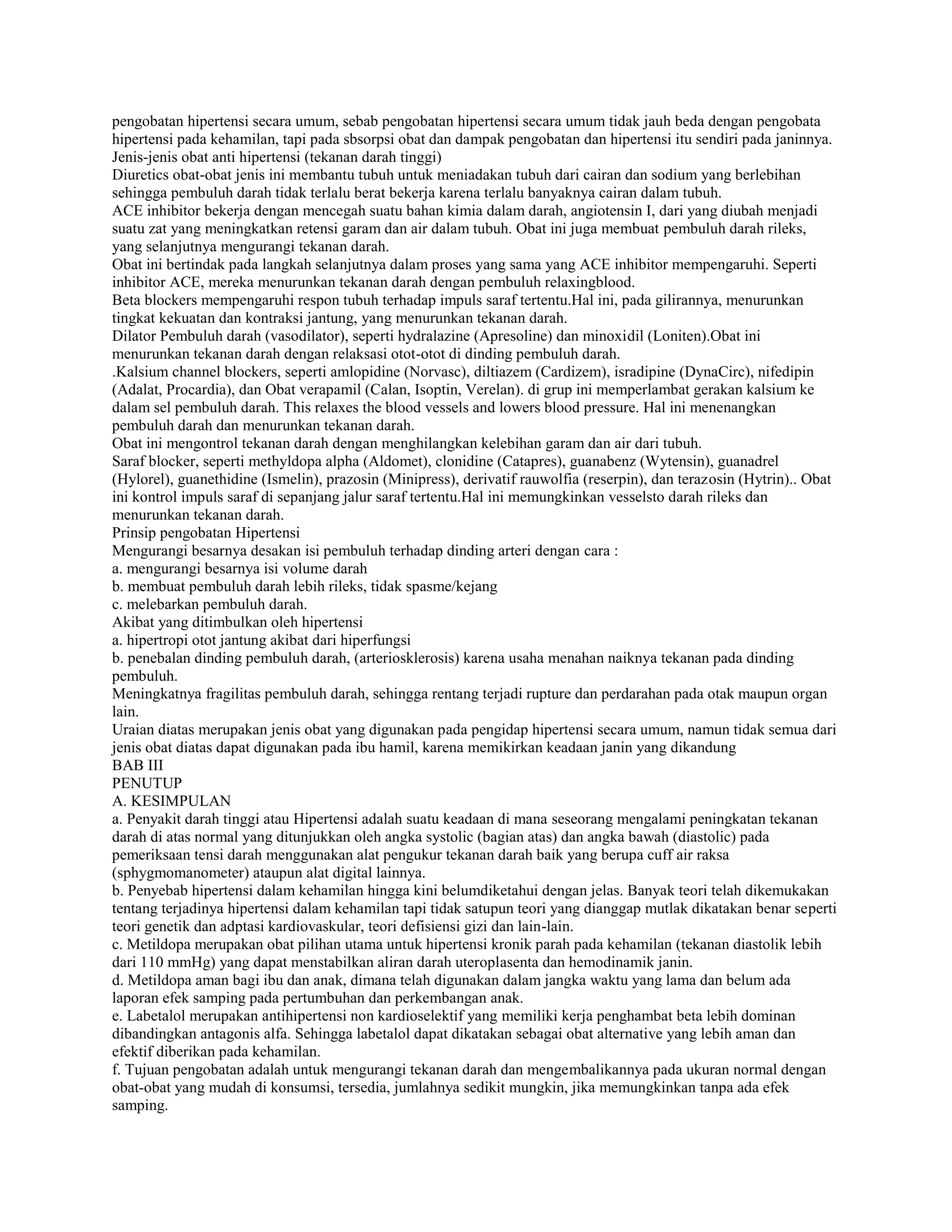 Obat antihipertensi pada ibu hamil | DOCX