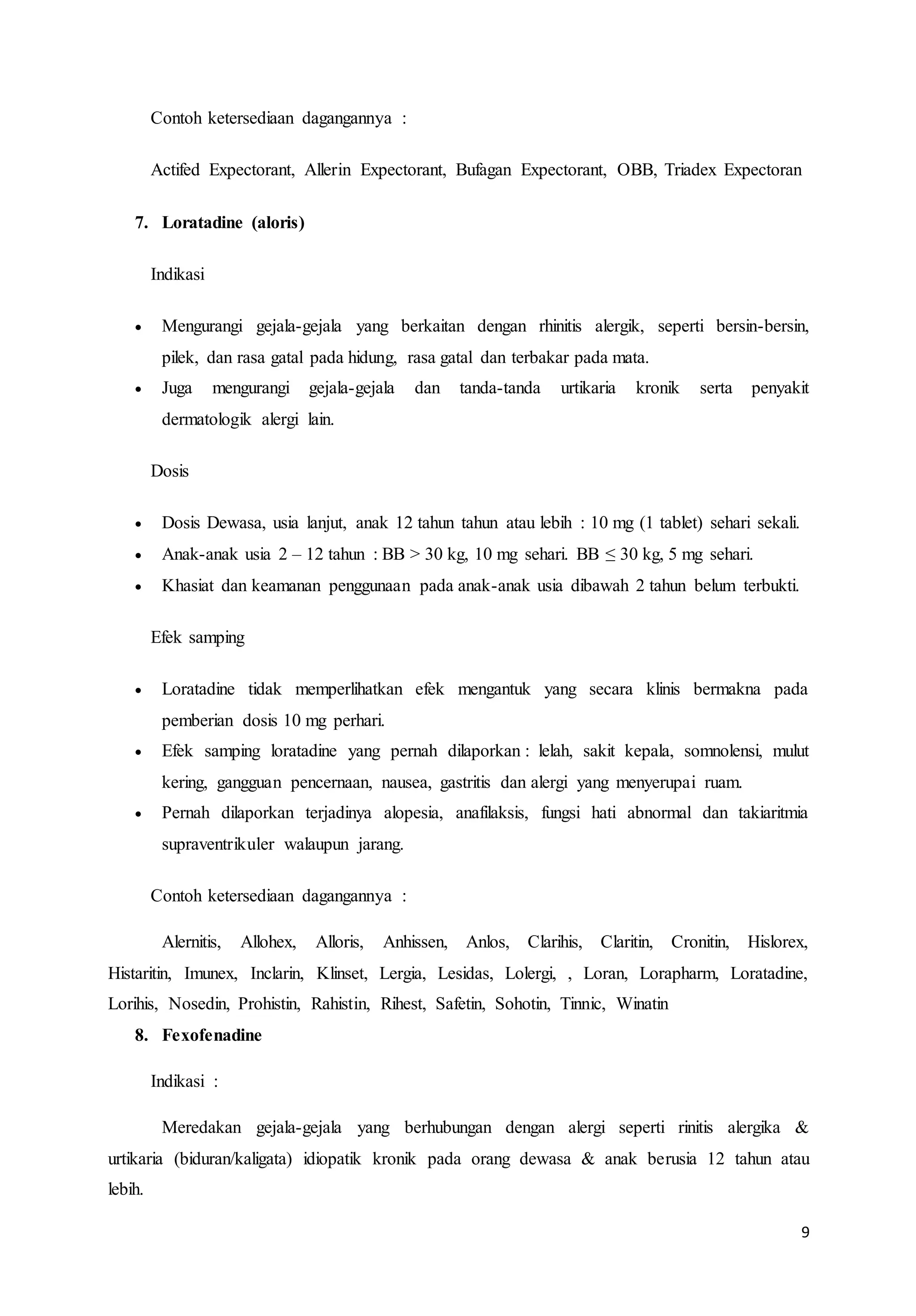 Obat antihistamin | DOCX