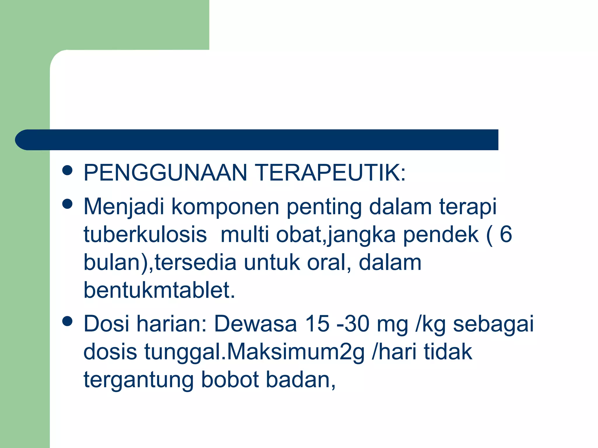 Obat obat yang digunakan pada kemoterapi tuberkulosis | PPT