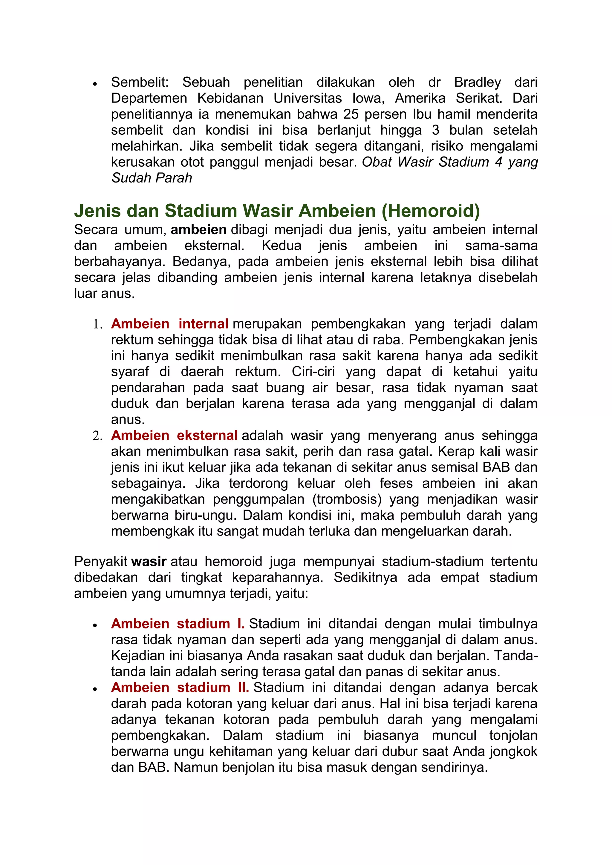 Obat wasir stadium 4 yang sudah parah | PDF