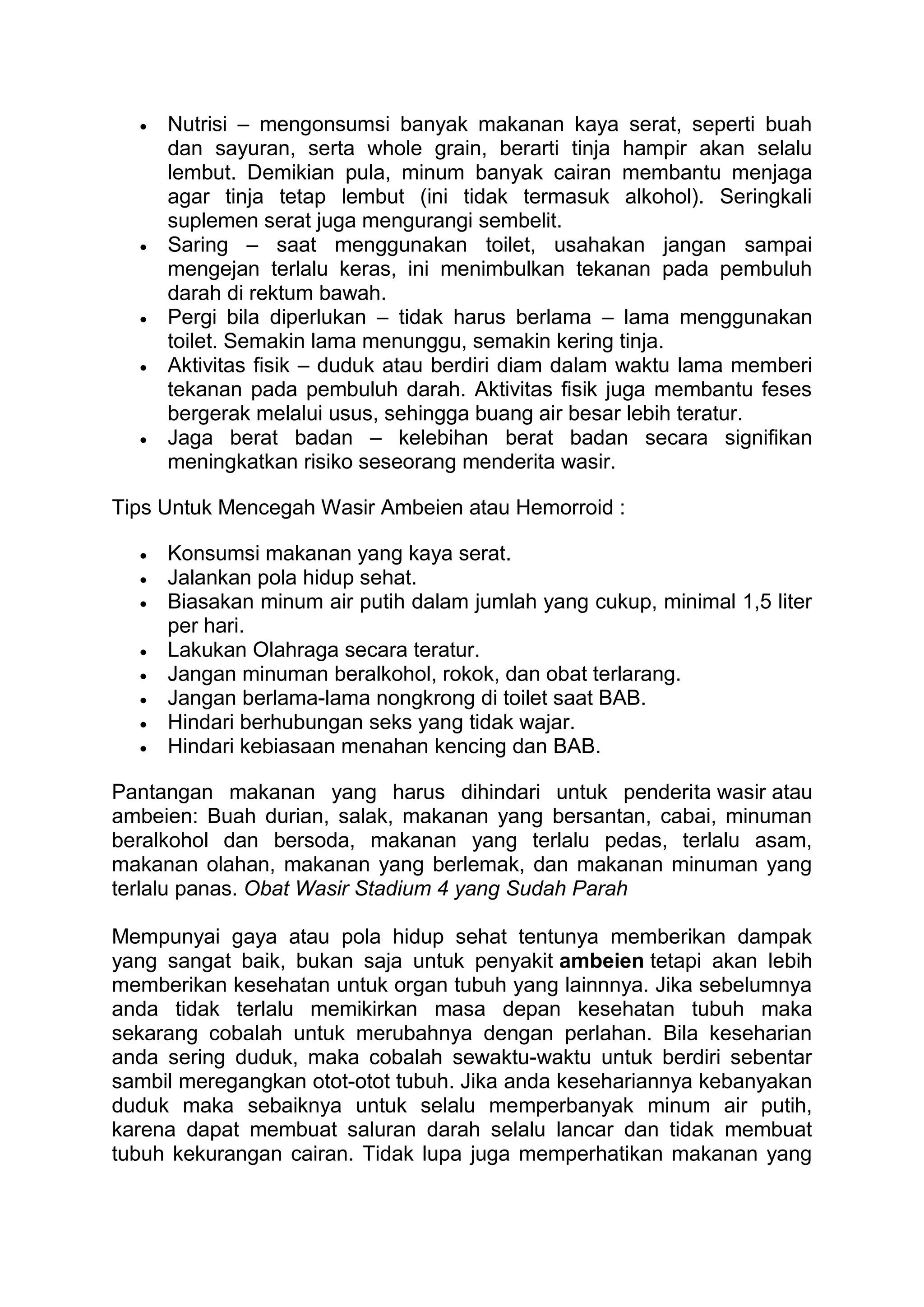 Obat wasir stadium 4 yang sudah parah | PDF