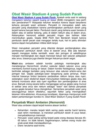 Obat wasir stadium 4 yang sudah parah | PDF