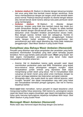 Obat wasir stadium 4 yang sudah parah | PDF