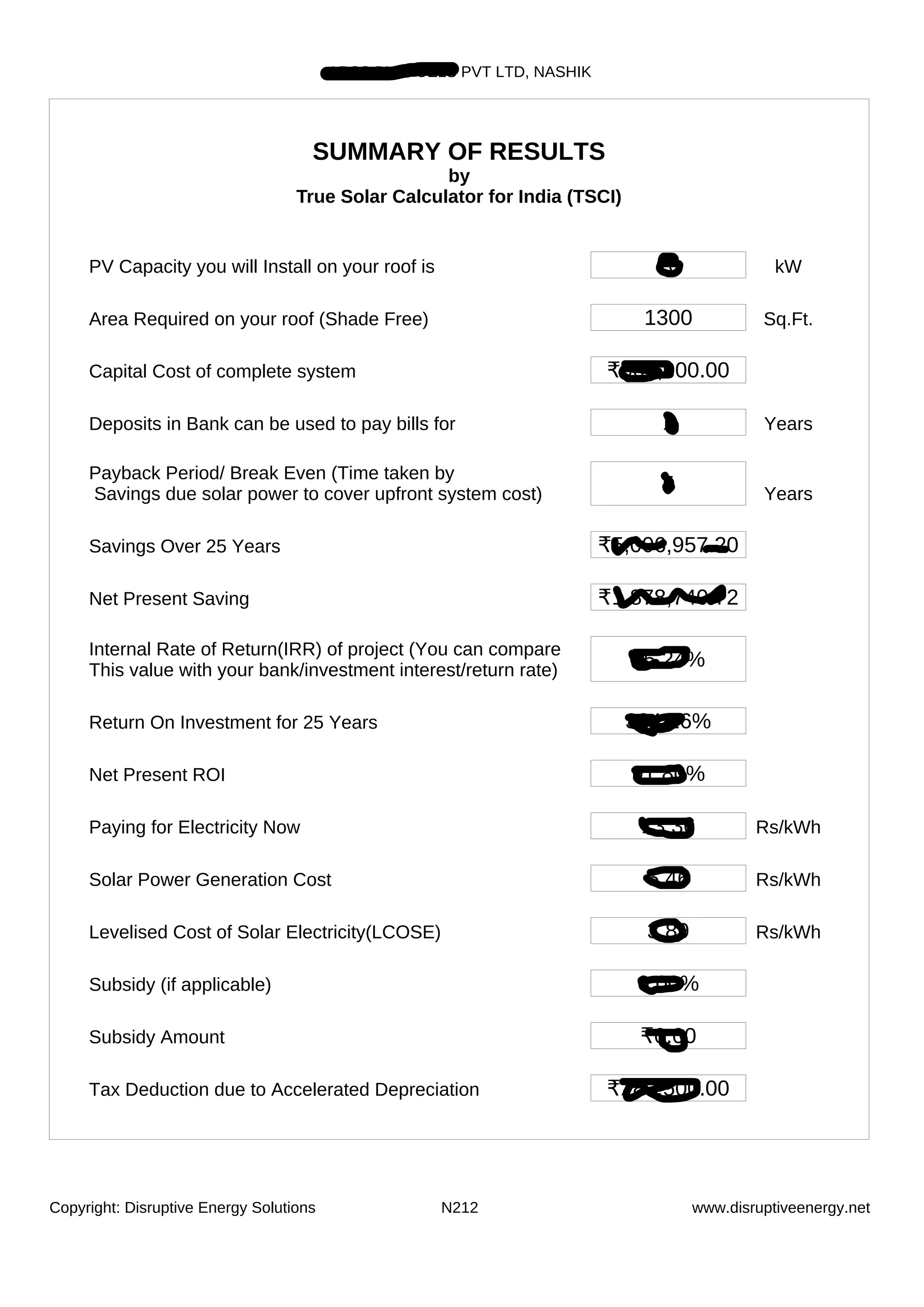 Sample Calculations for solar rooftop project in India | PDF