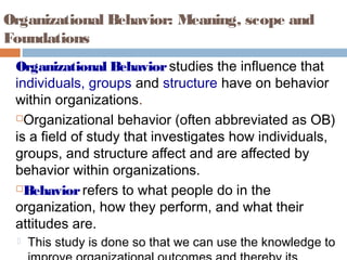 Introduction to Organizational Behavior | PPT