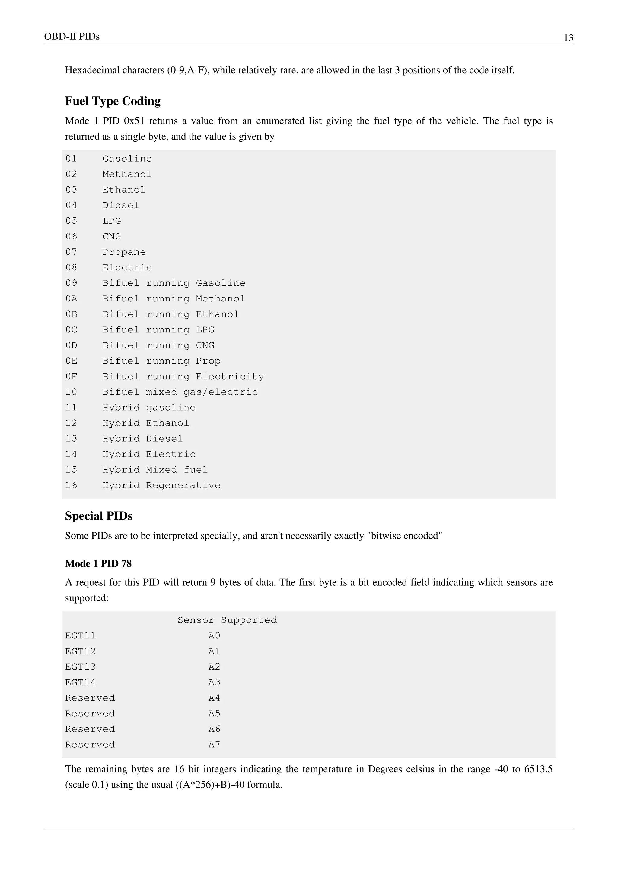 Obd pid Norma J1979 | PDF
