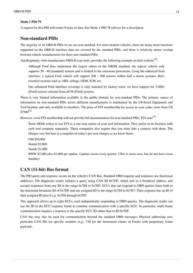 Obd pid Norma J1979 | PDF