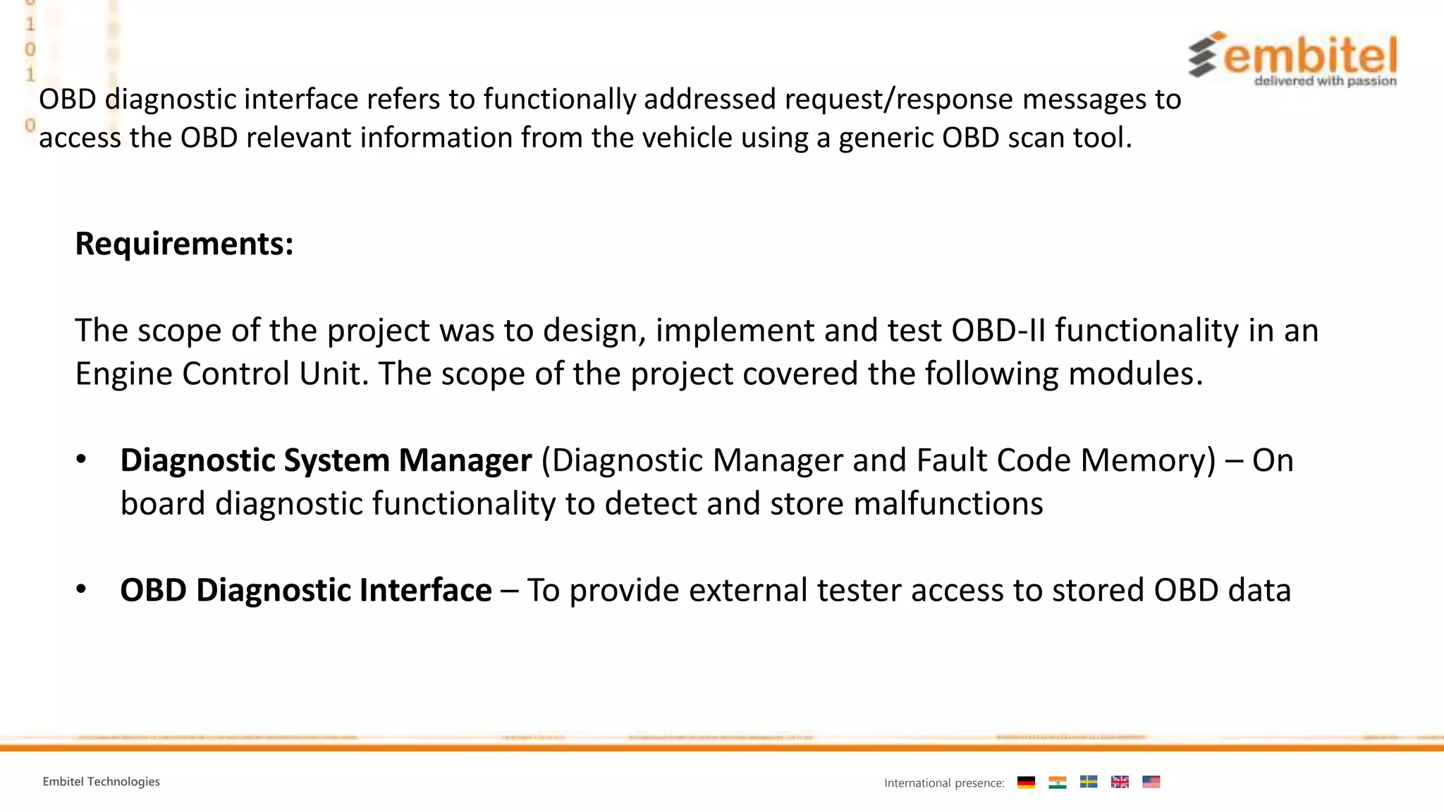 OBD2 Software Development and Testing for an ECU Application | PPT