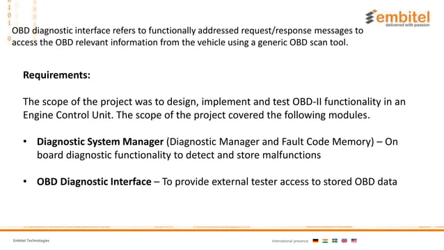 OBD2 Software Development and Testing for an ECU Application | PPT