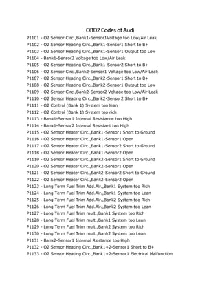 Audi OBD2 Codes | PDF | Consumer Electronics | Technology & Computing