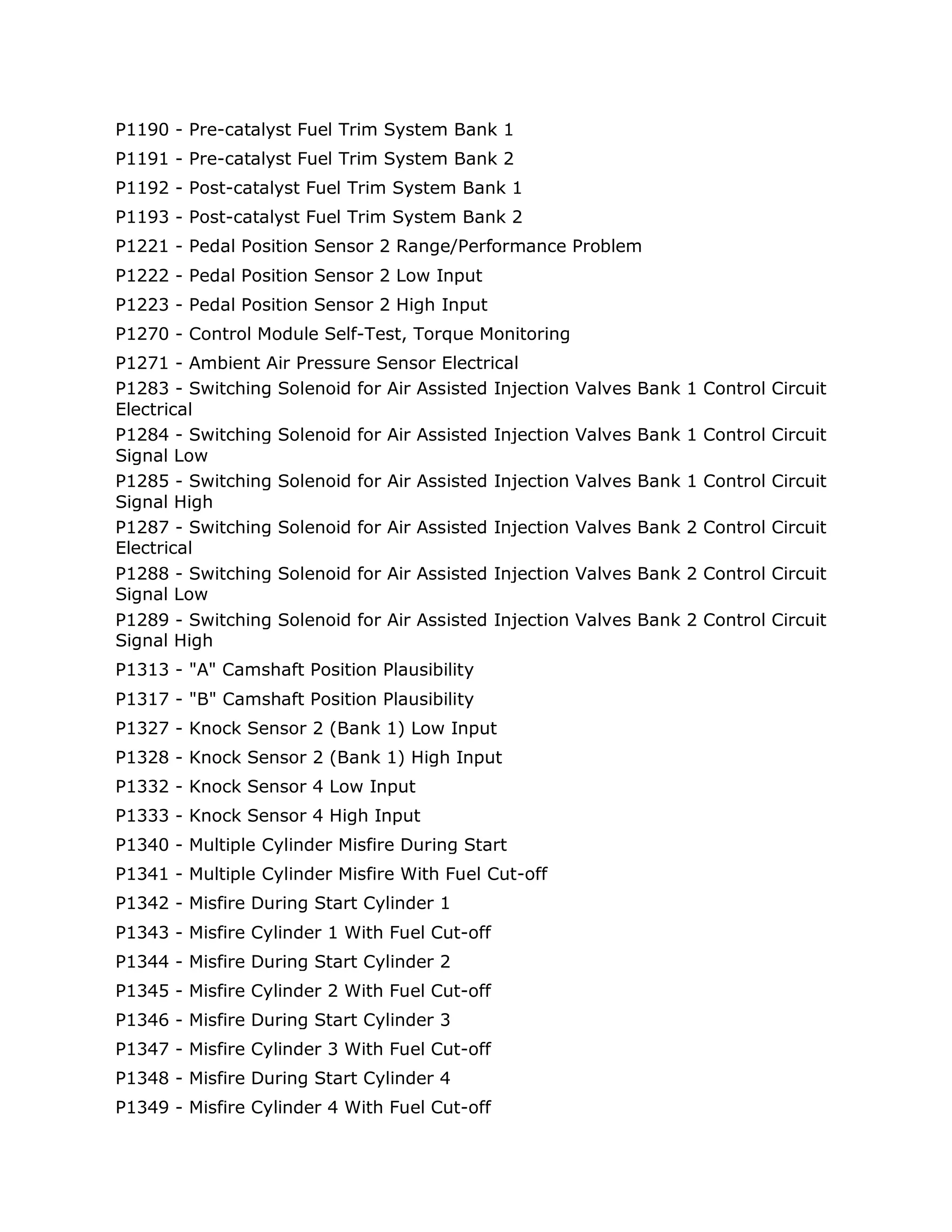 BMW OBD2 Codes | PDF