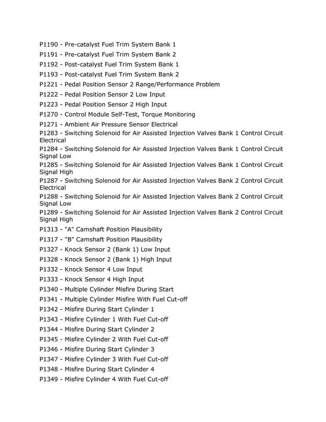 BMW OBD2 Codes | PDF