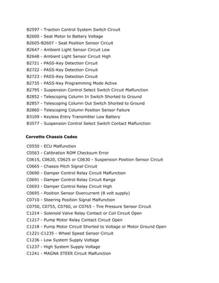 Chevrolet OBD2 Codes | PDF