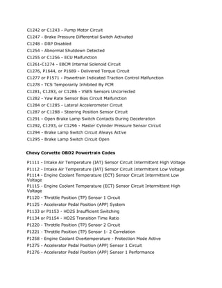 Chevrolet OBD2 Codes | PDF
