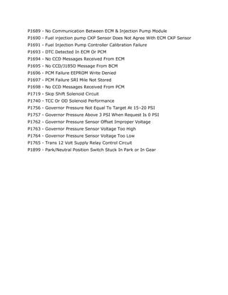 Dodge/Chrysler/Jeep OBD2 Codes | PDF