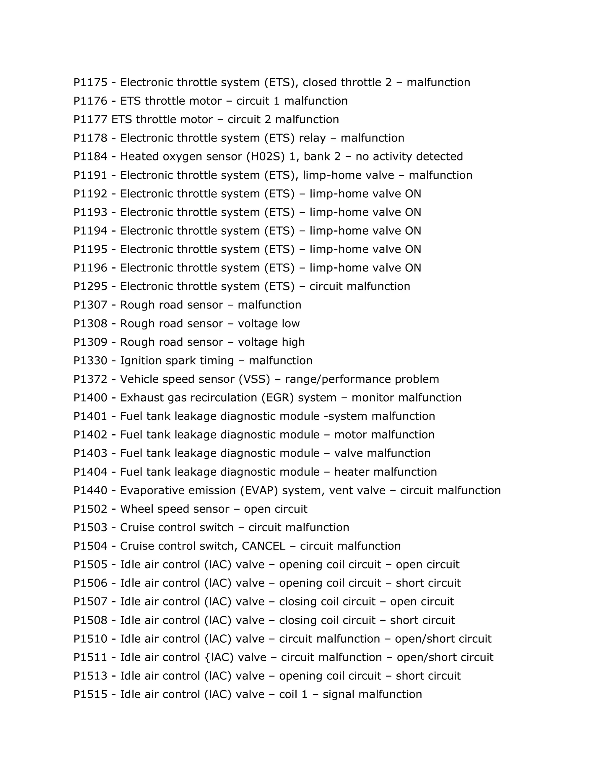 Hyundai OBD2 Codes | PDF