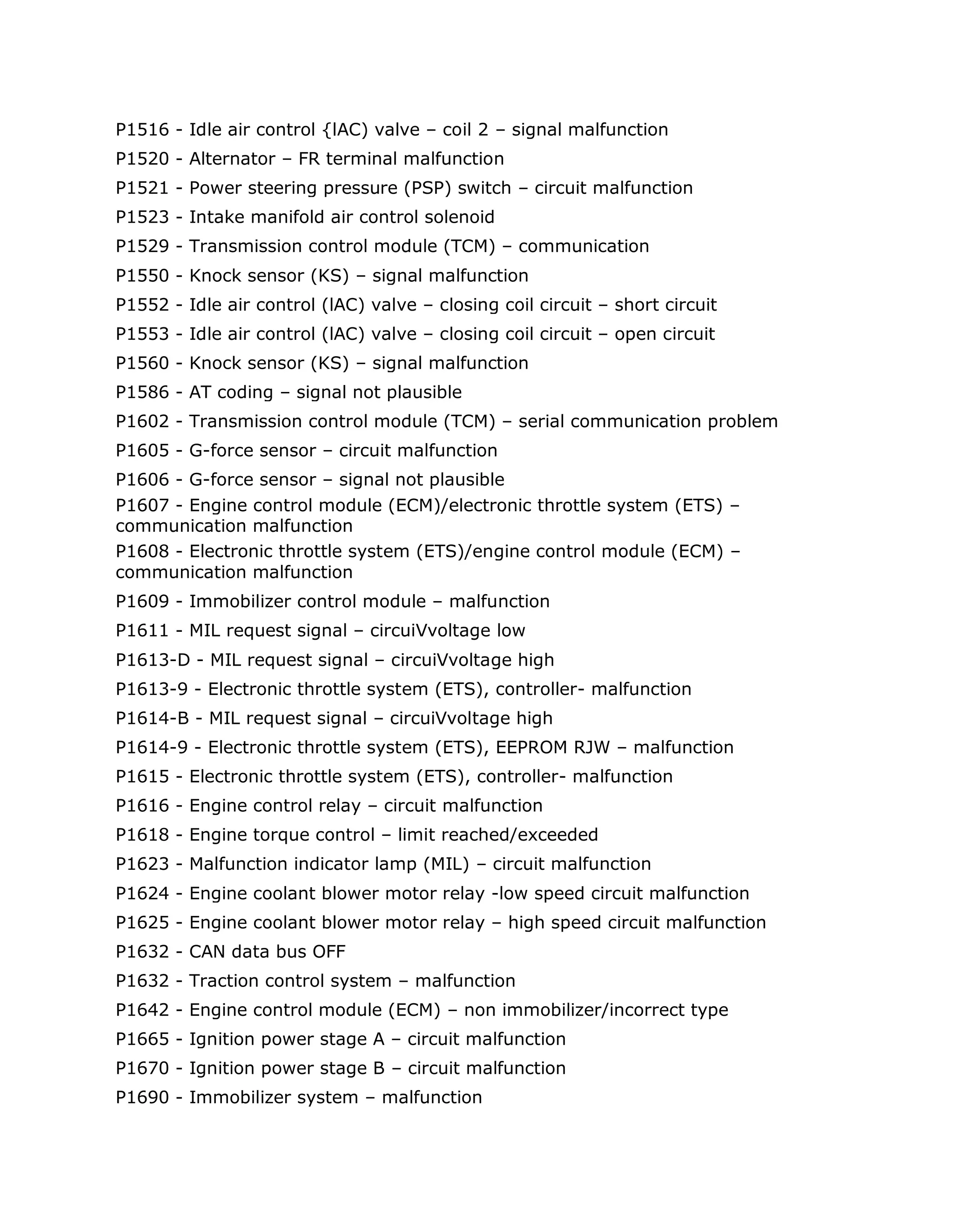 Hyundai OBD2 Codes | PDF