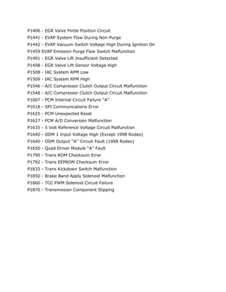 Isuzu OBD2 Codes | PDF