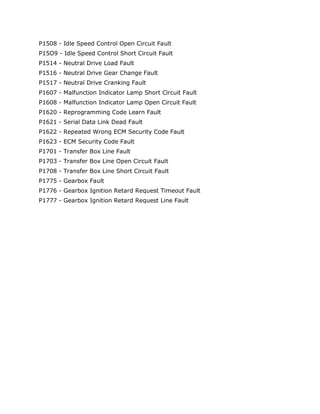 Land Rover OBD2 Codes | PDF | Chemistry | Science