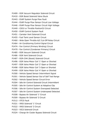Mazda OBD2 Codes | PDF